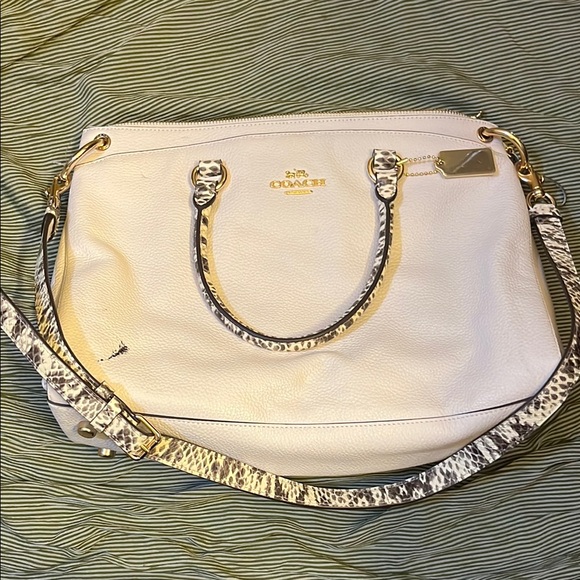 Coach | Bags | Coach Mia Satchel Ivory And Snake Print Shoulder Bag ...